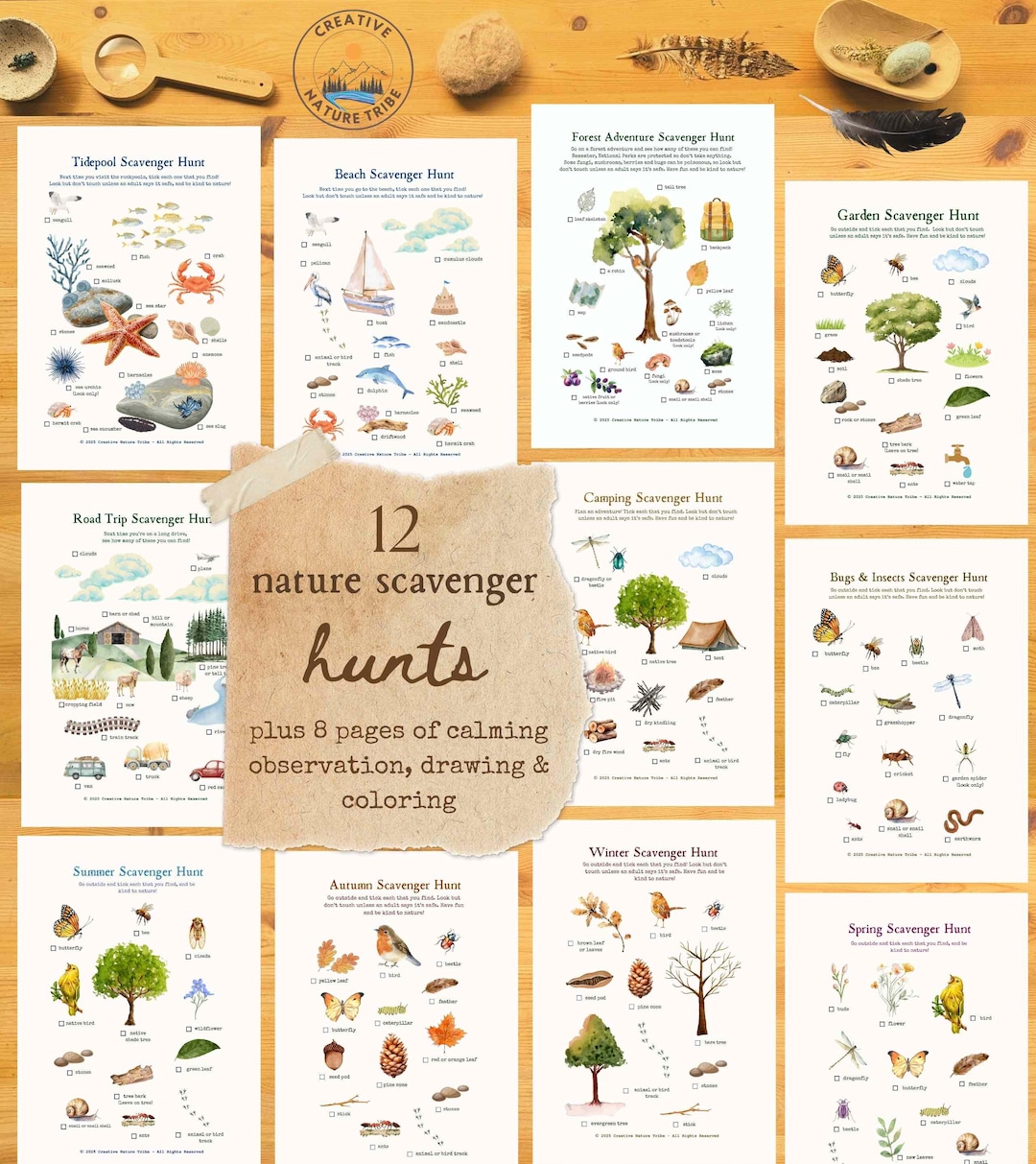 Nature Scavenger Hunts for Kids, 12 Themed Printables (digital Download ...