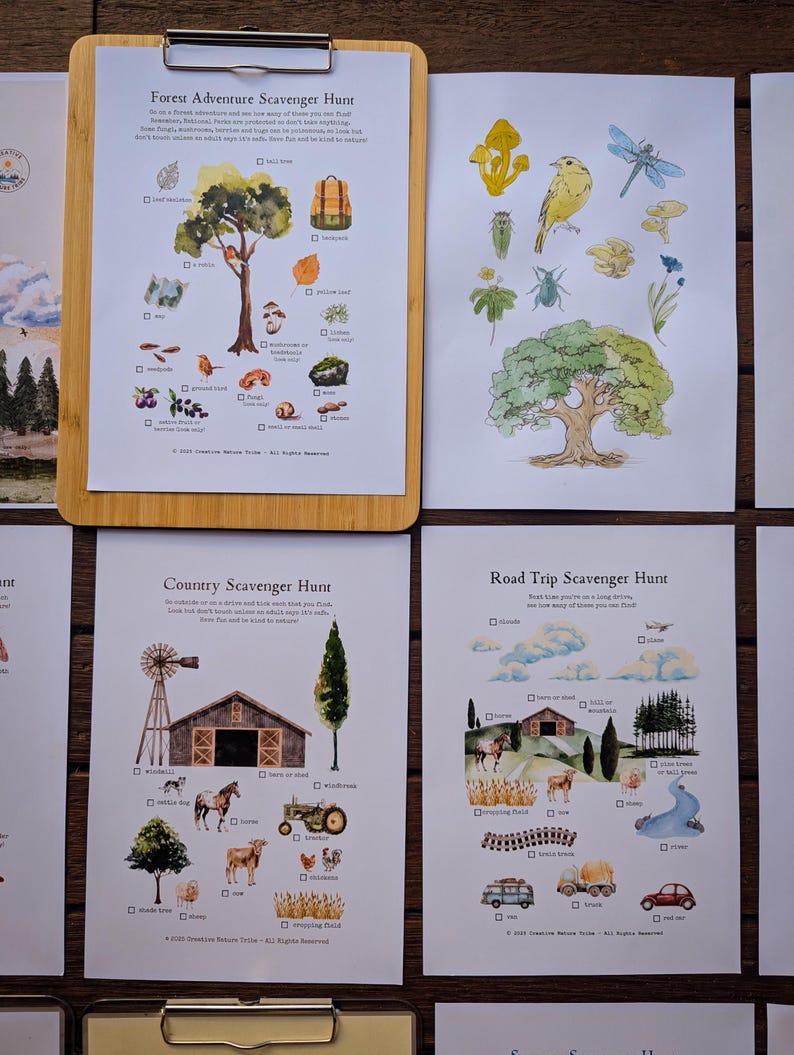 Nature Scavenger Hunts for Kids, 12 Themed Printables (digital Download ...
