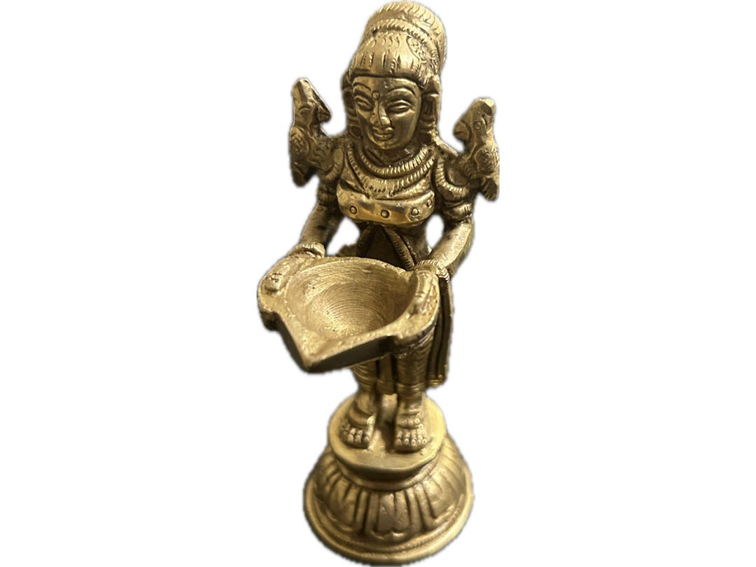 Lakshmi Brass Diya | Goddess of Wealth | Indian Pooja Oil Lamp - Etsy