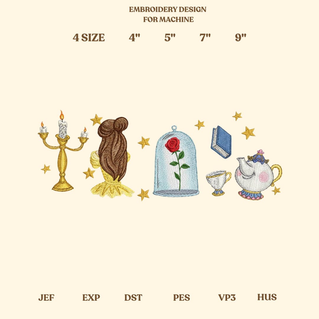 Magical Land Princess Embroidery Design, Beauty Princess Embroidery ...