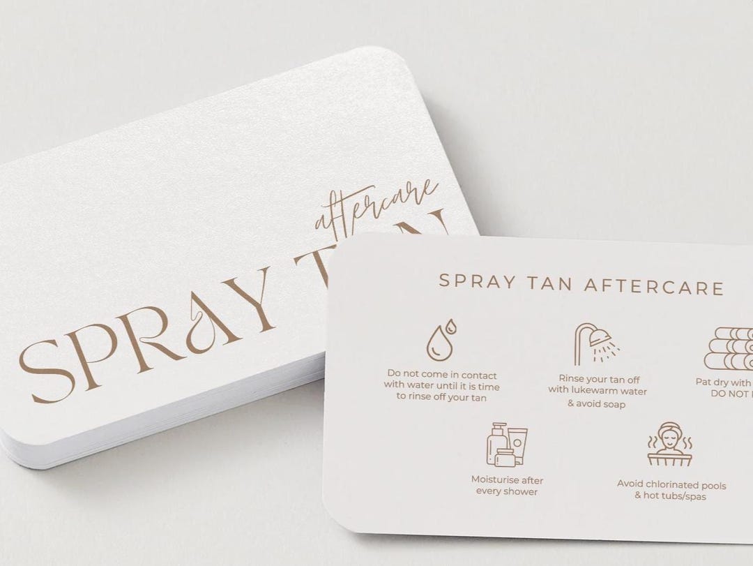 Spray Tan Aftercare Cards | Tanning Care Card for Clients | Editable ...