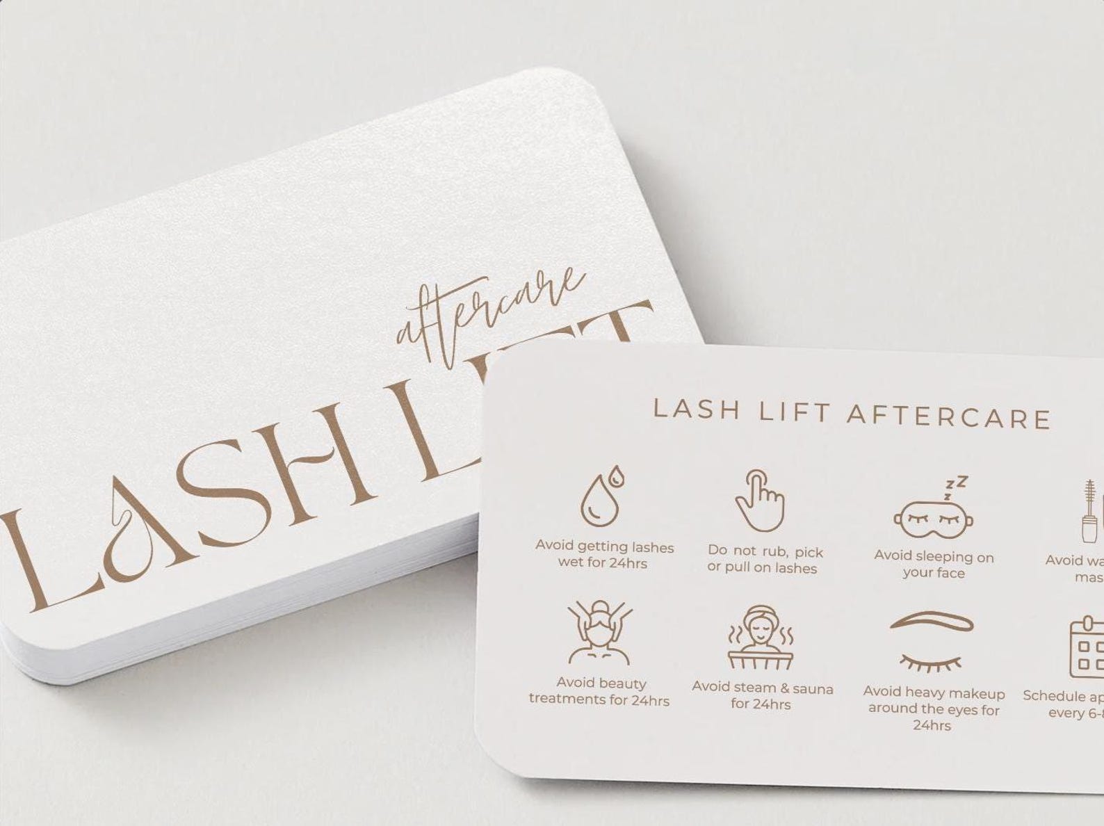Lash Lift Aftercare Cards | Lash & Brow Care Card for Clients ...