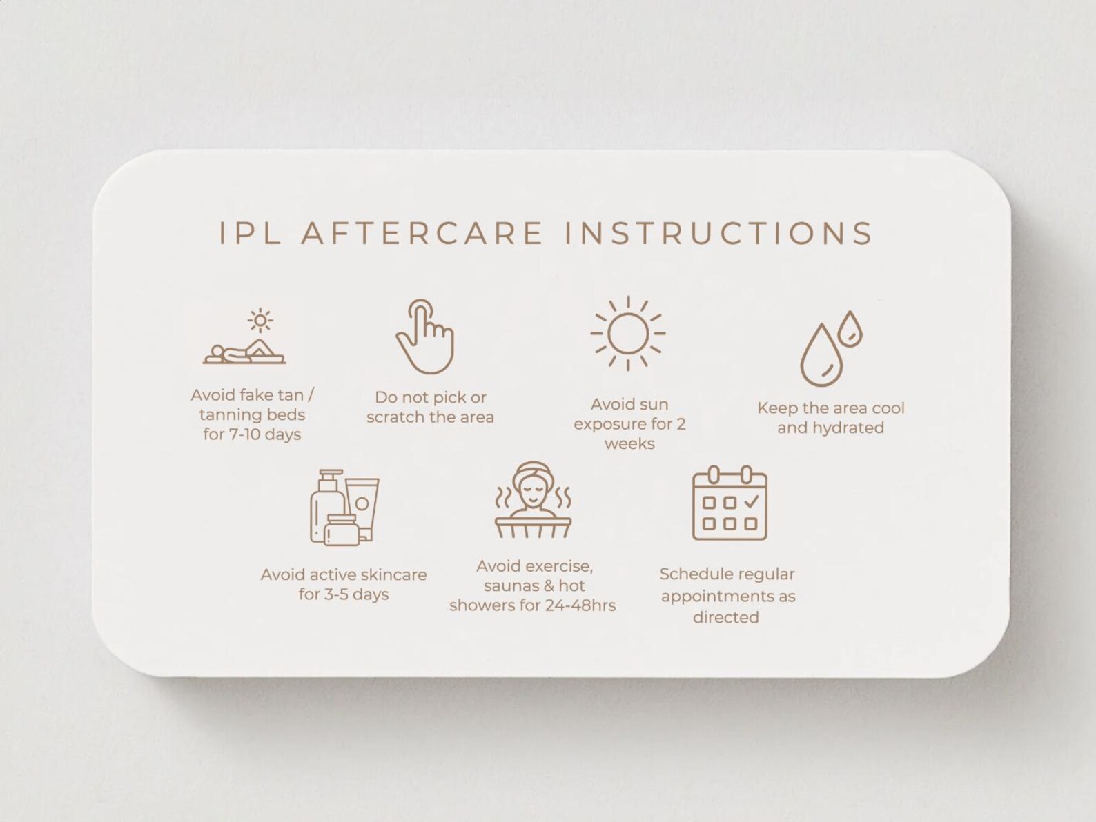 IPL Aftercare Card Template | Editable Canva | Laser Hair Removal Care ...