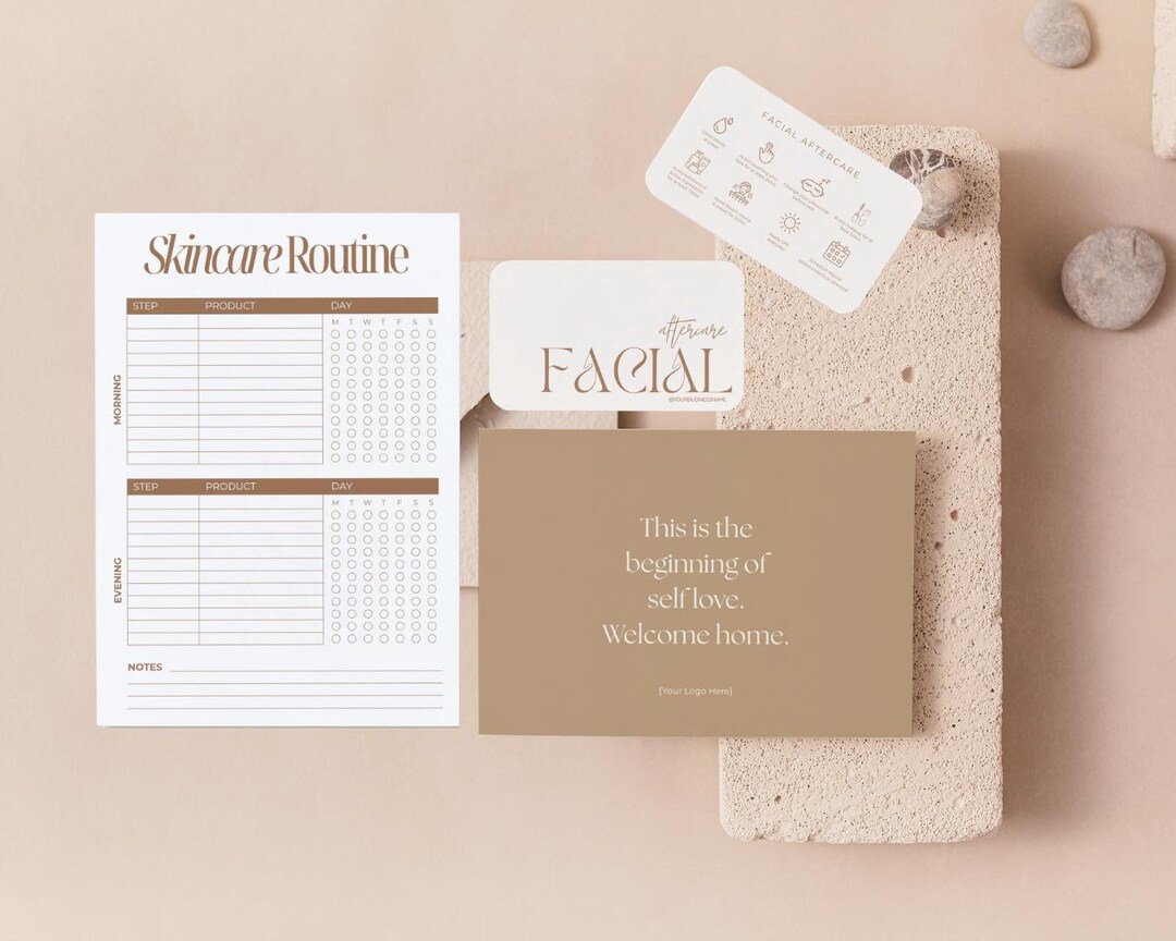 Facial Care Template Bundle | Editable Welcome & Aftercare Cards ...