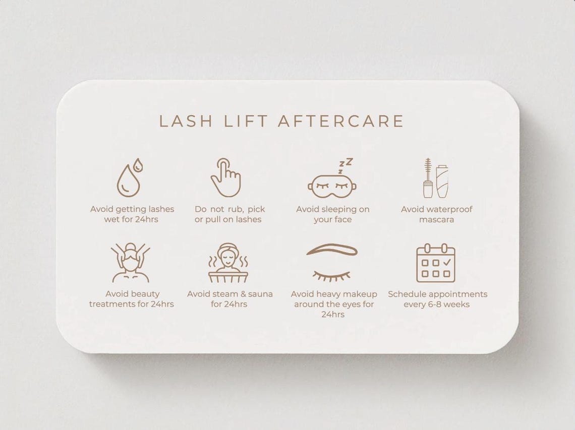 Lash Lift Aftercare Cards | Lash & Brow Care Card for Clients ...