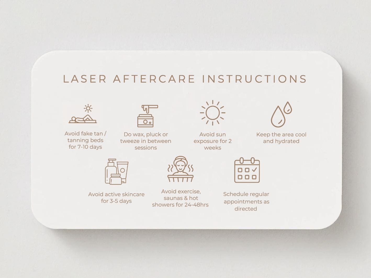 Laser Hair Removal Aftercare Card | Editable Canva Template | Laser ...