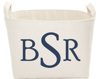 Monogrammed Canvas Basket - Etsy
