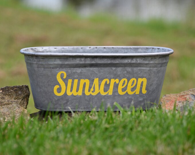 Sunscreen Decorative Metal Storage Bin, Hand Painted in Yellow - Etsy