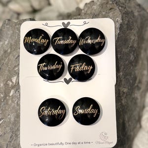Days of the Week Magnets, Handmade Glass Magnet for Office or Kitchen ...