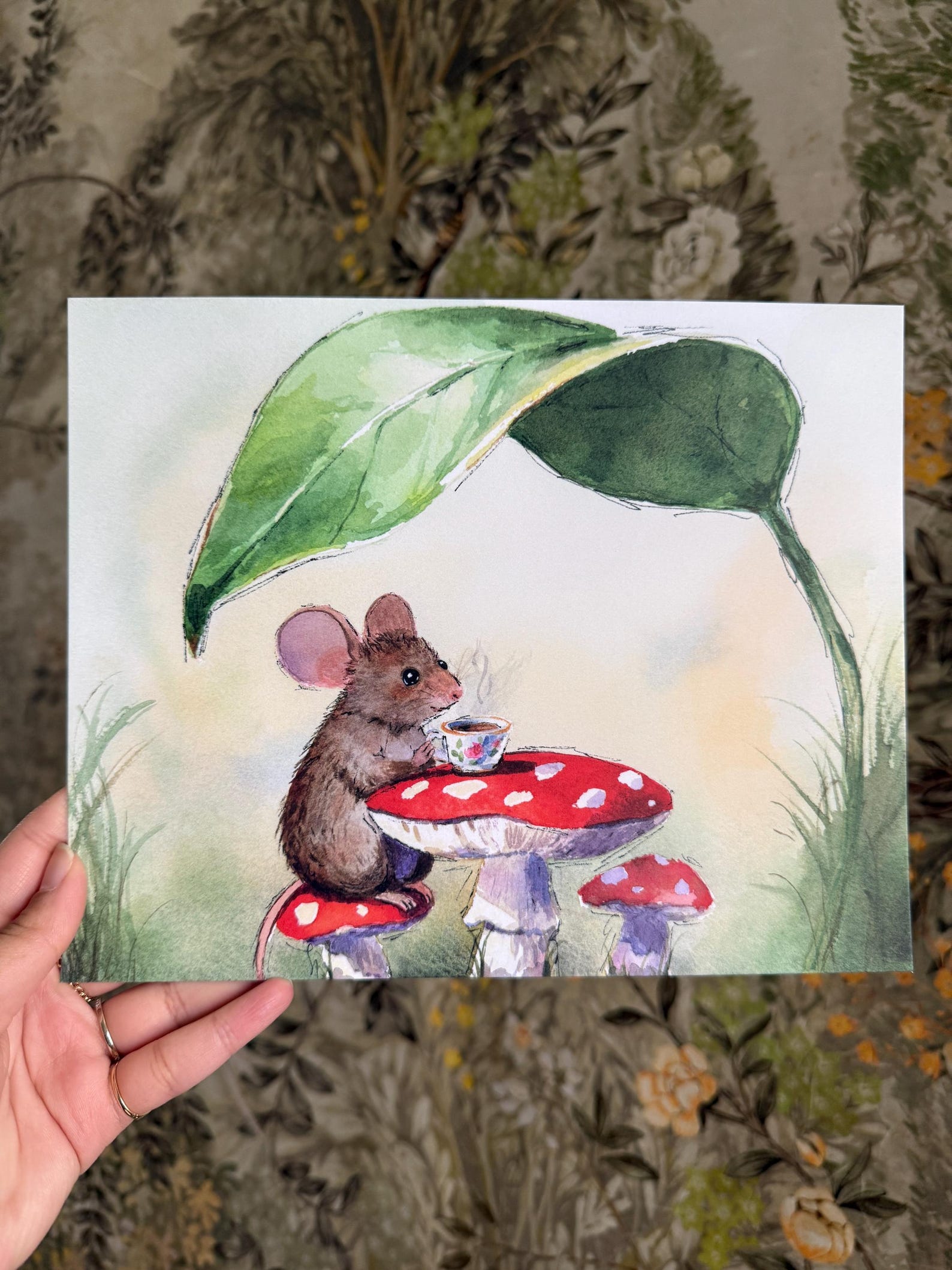 Storybook Mouse in the Meadow – Cozy Whimsical Watercolor Print - Etsy