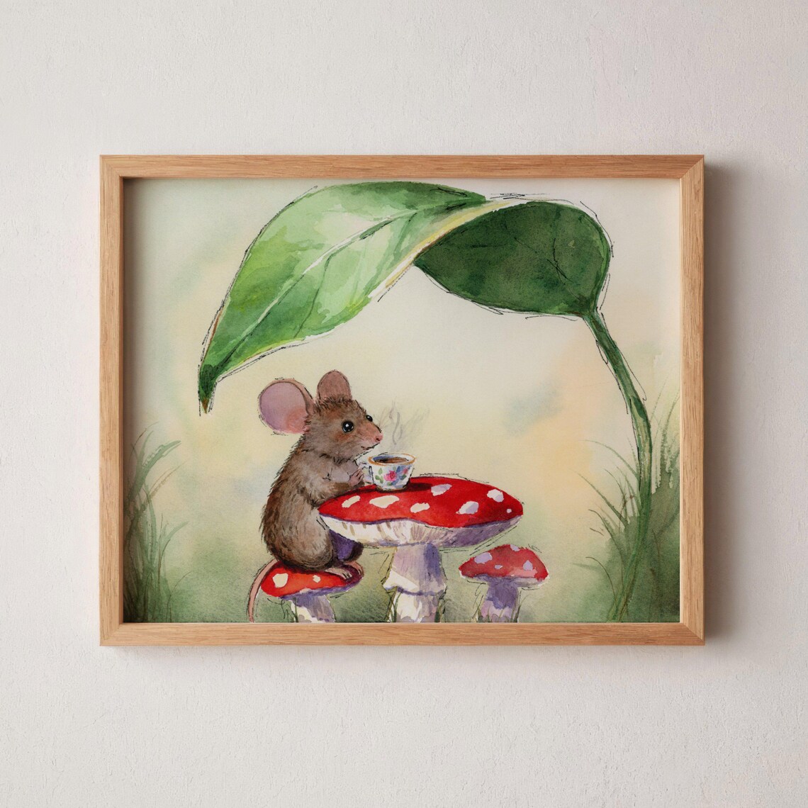 Storybook Mouse in the Meadow – Cozy Whimsical Watercolor Print - Etsy
