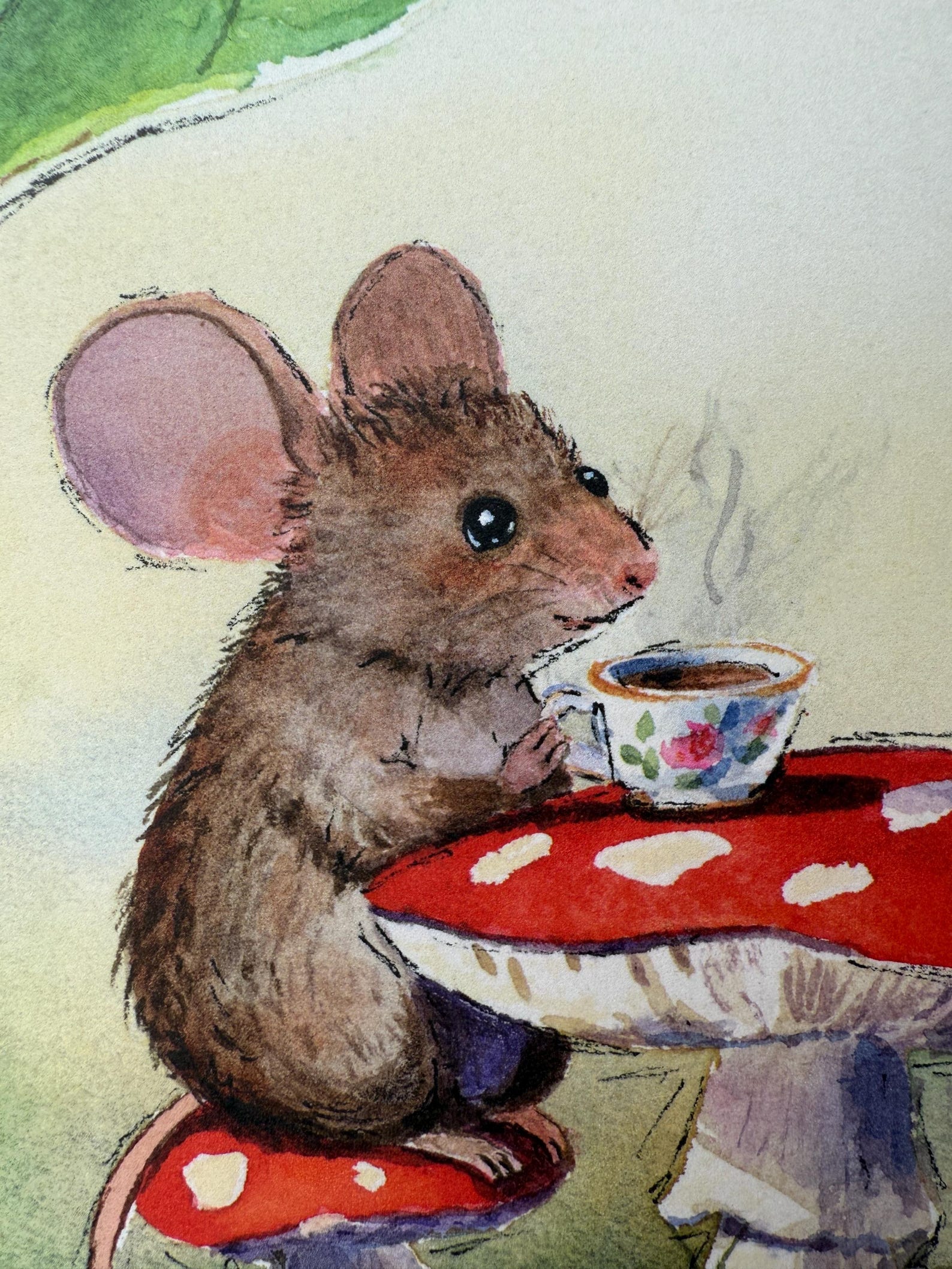 Storybook Mouse Tea Party Print | Whimsical Watercolor Mushroom ...