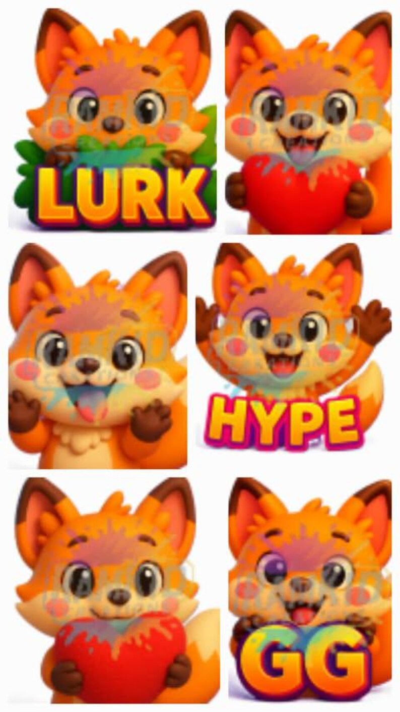 Pack of 12 Roxy Foxy - Emotes - Cute Fox Twitch Emotes - - Etsy