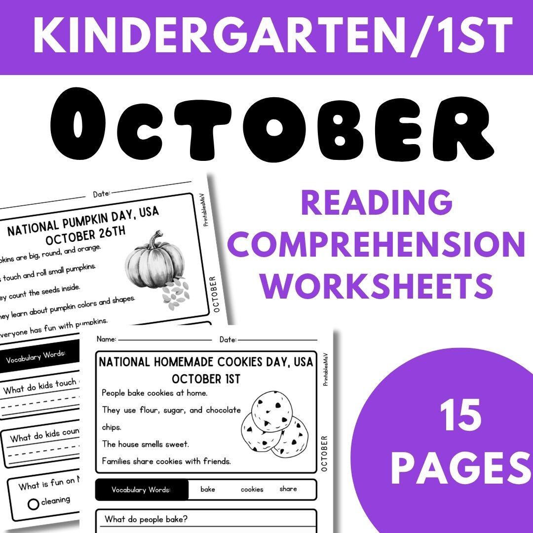 October Holiday Reading Comprehension Worksheets: Elementary Grades ...