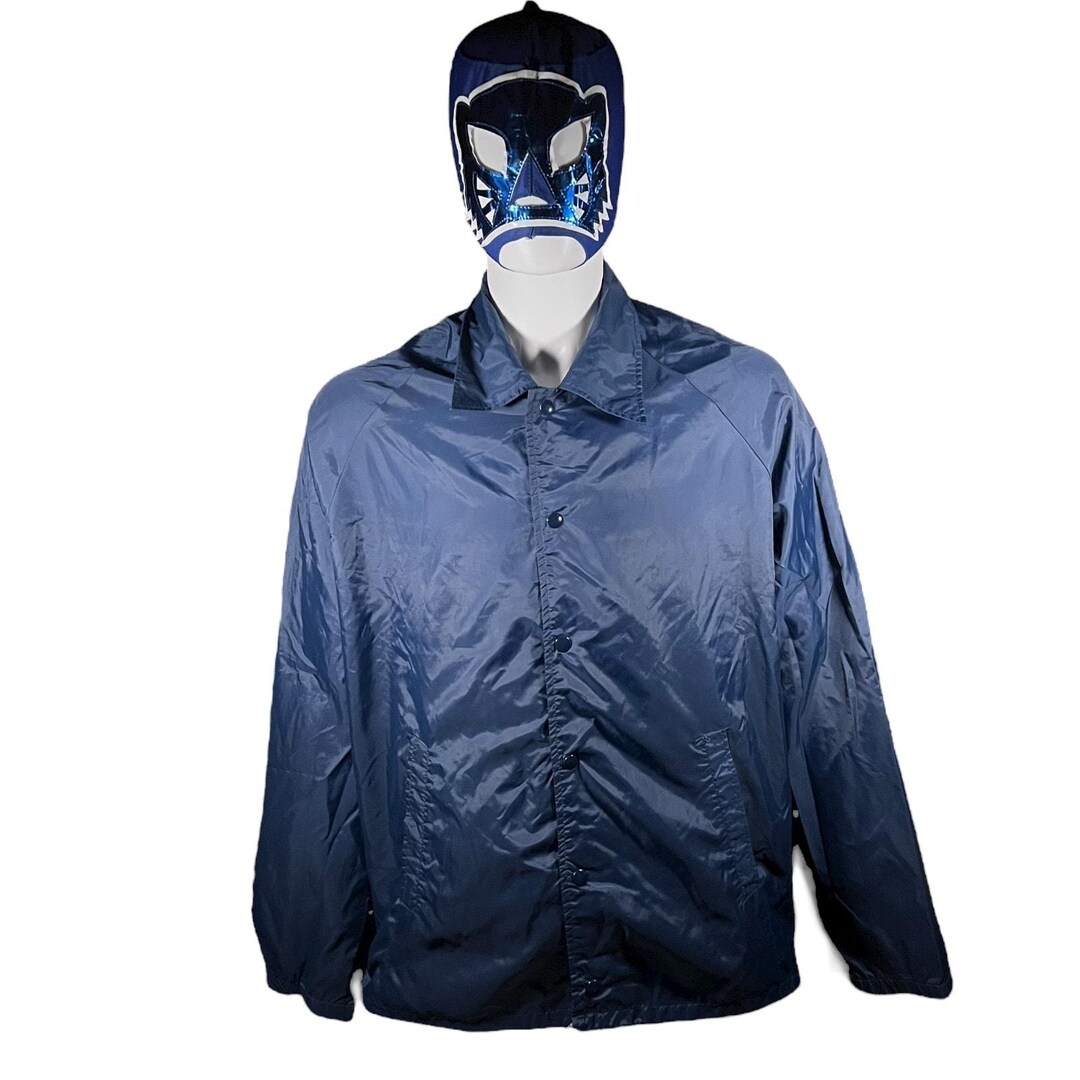Sir Jac Large Vintage Coach Jacket Blue Nylon Streetwear 80s Korea Snap ...
