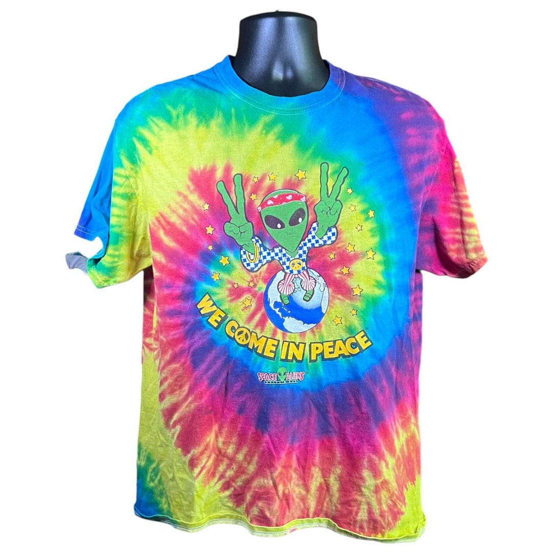 Space Aliens Rainbow Tie-dye Alien Graphic Tee Y2K - Etsy