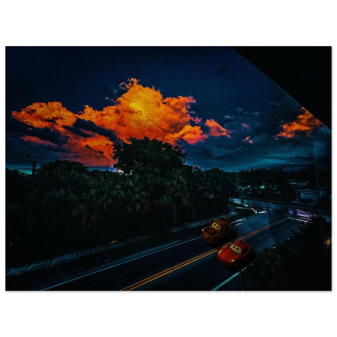 Landscape Dramatic Sunset Sky Poster: Animated Cars, Poladova Semi ...