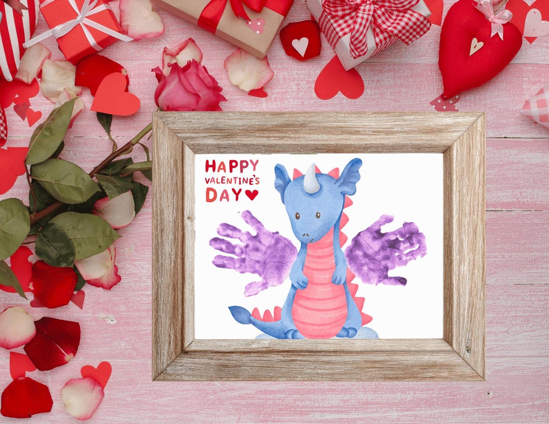 Valentine’s Day Dragon Handprint Art: Valentine Craft, Gift, Activity ...