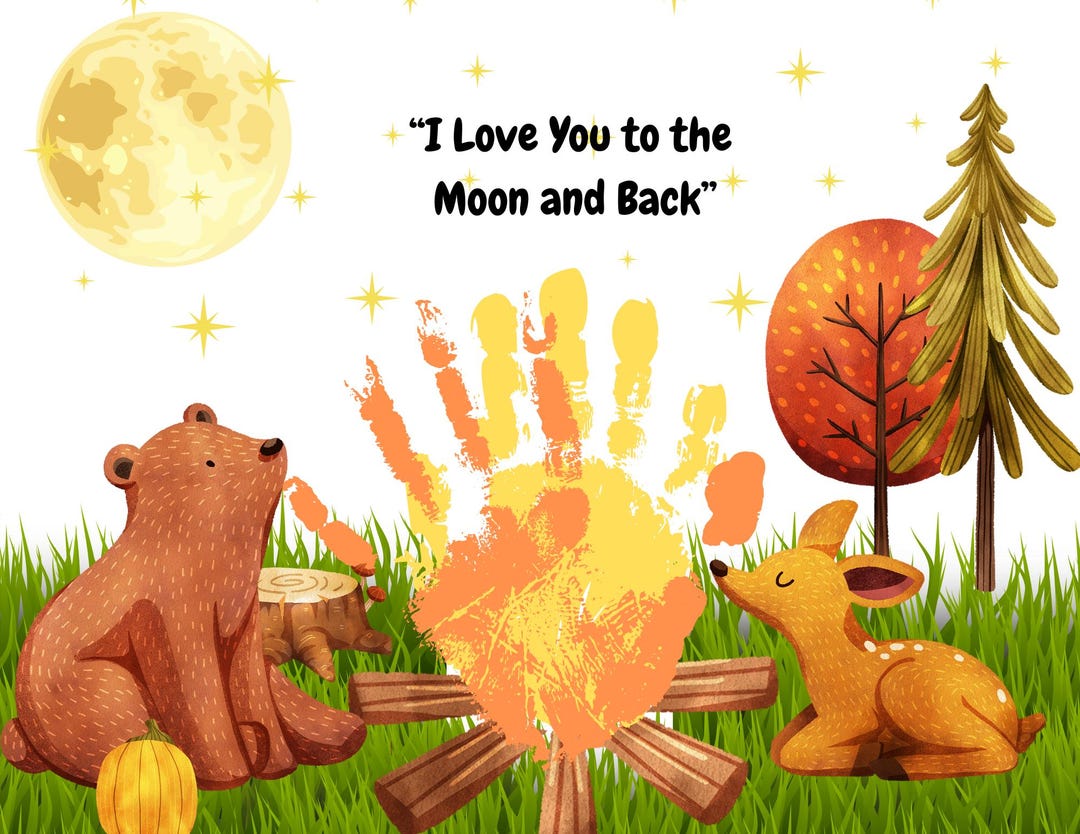 I Love You to the Moon Handprint Craft: Campfire Kids Activity (2 ...