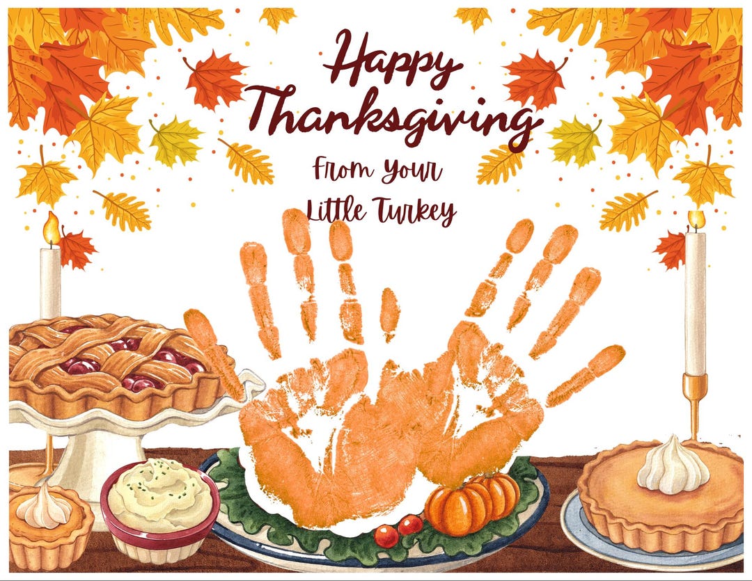 Handprint Turkey: Happy Thanksgiving Template - Etsy
