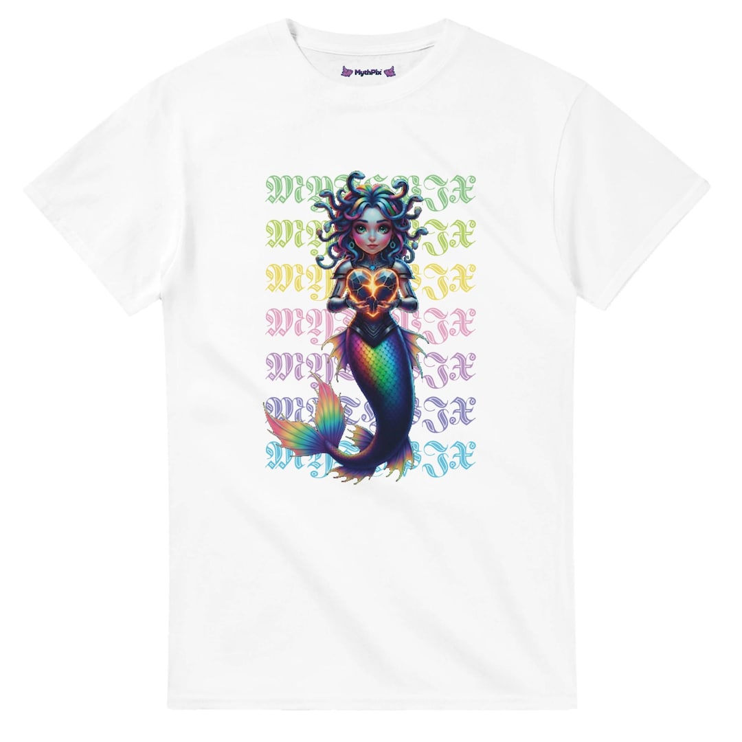 Medusa Siren T-shirt – Neon Mermaid-gorgon Fantasy Art | Mythic ...