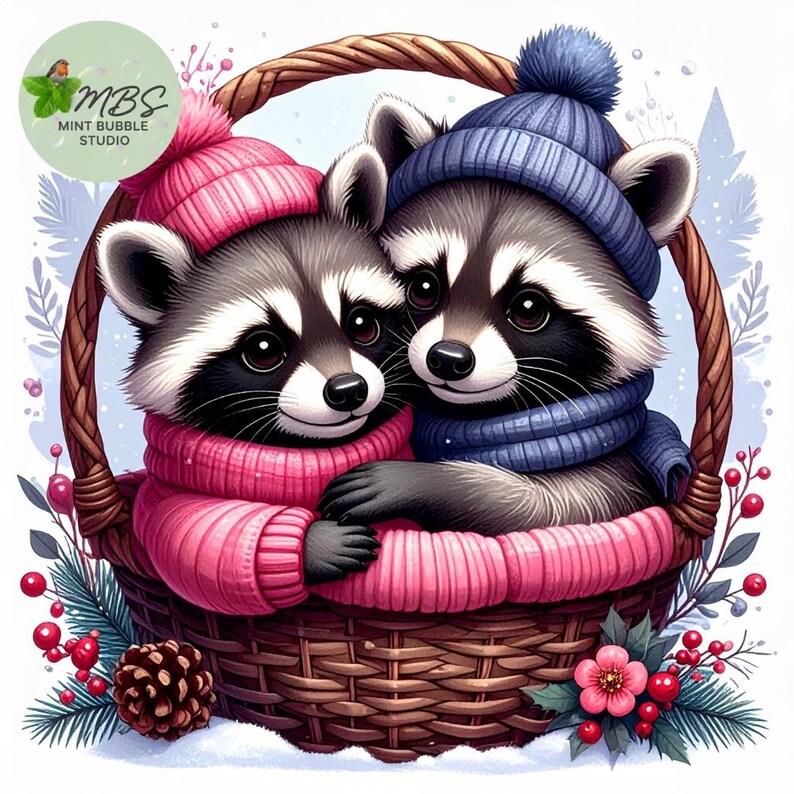 Watercolor Cute Raccoon Clipart Bundle, Animals Forest Clipart ...