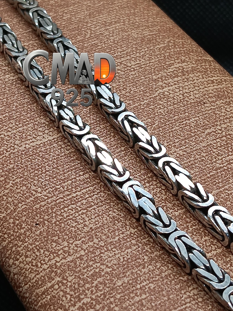 Handmade Sterling Silver Byzantine Chain Necklace | Oxidized King ...
