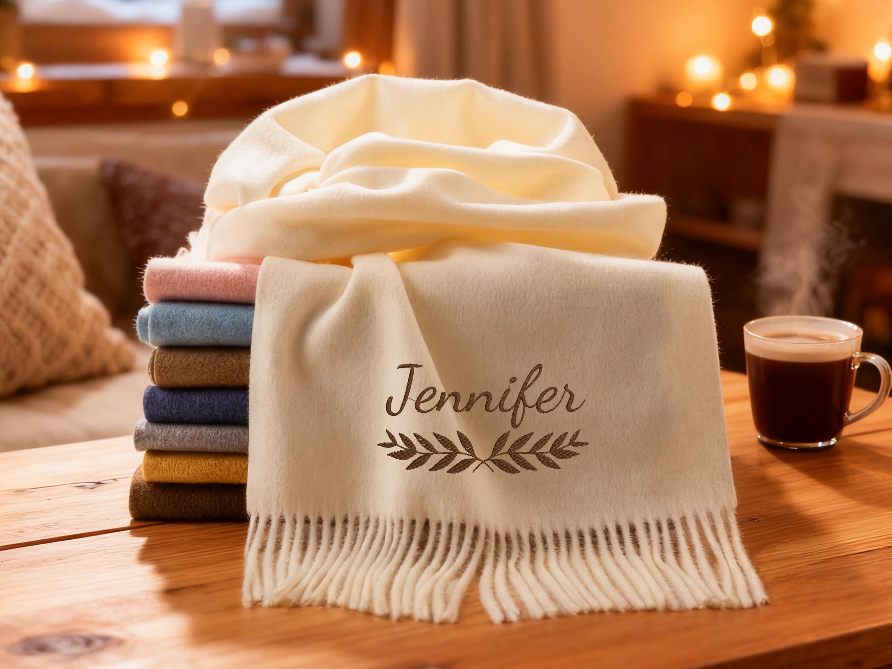 Personalized Luxury Scarf With Embroidered Name | Initial Custom Scarf ...