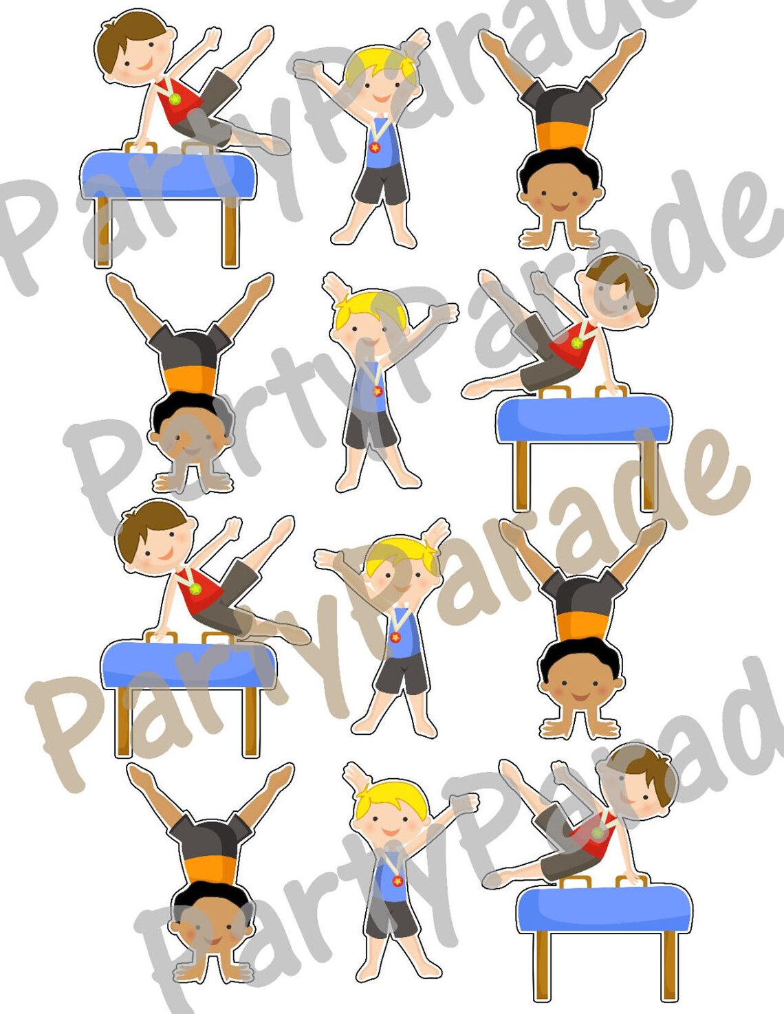 DIY Print at home Gymnastics Party Boy Gym Cupcake Toppers | Etsy