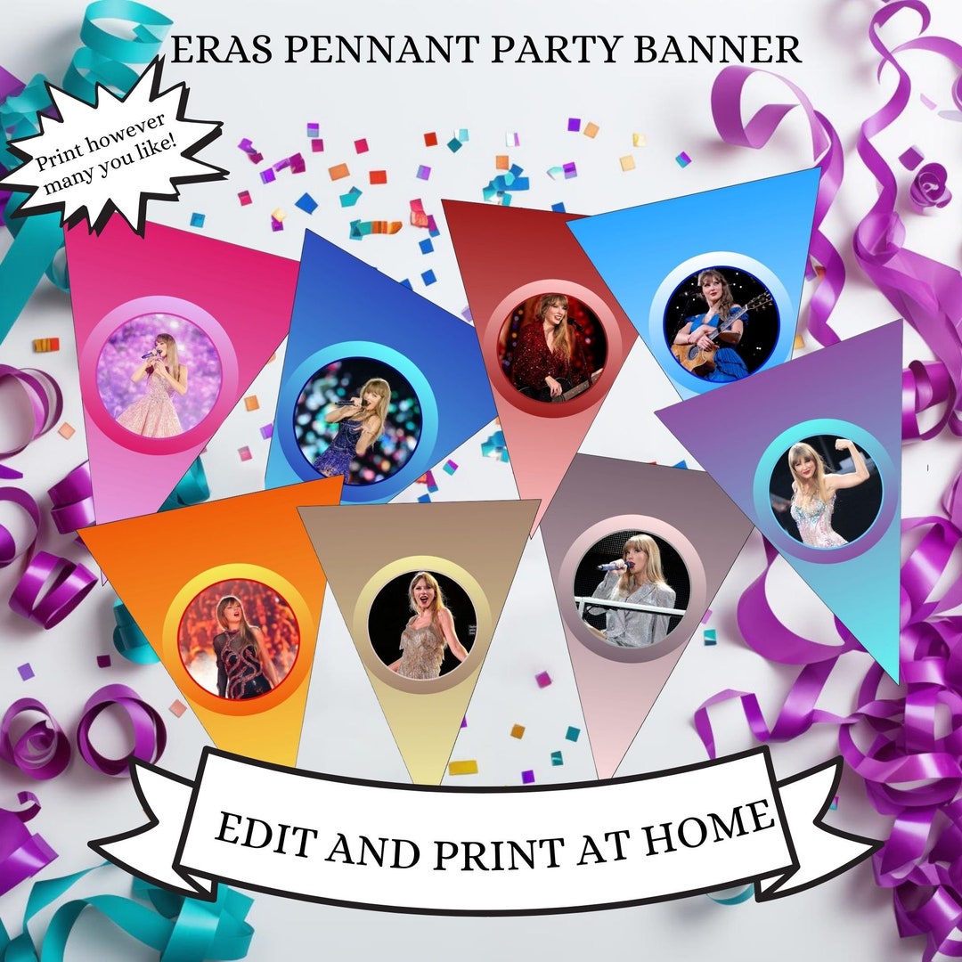 PRINTABLE Taylor Swift Eras Party Pennant Banner, Swift Birthday ...