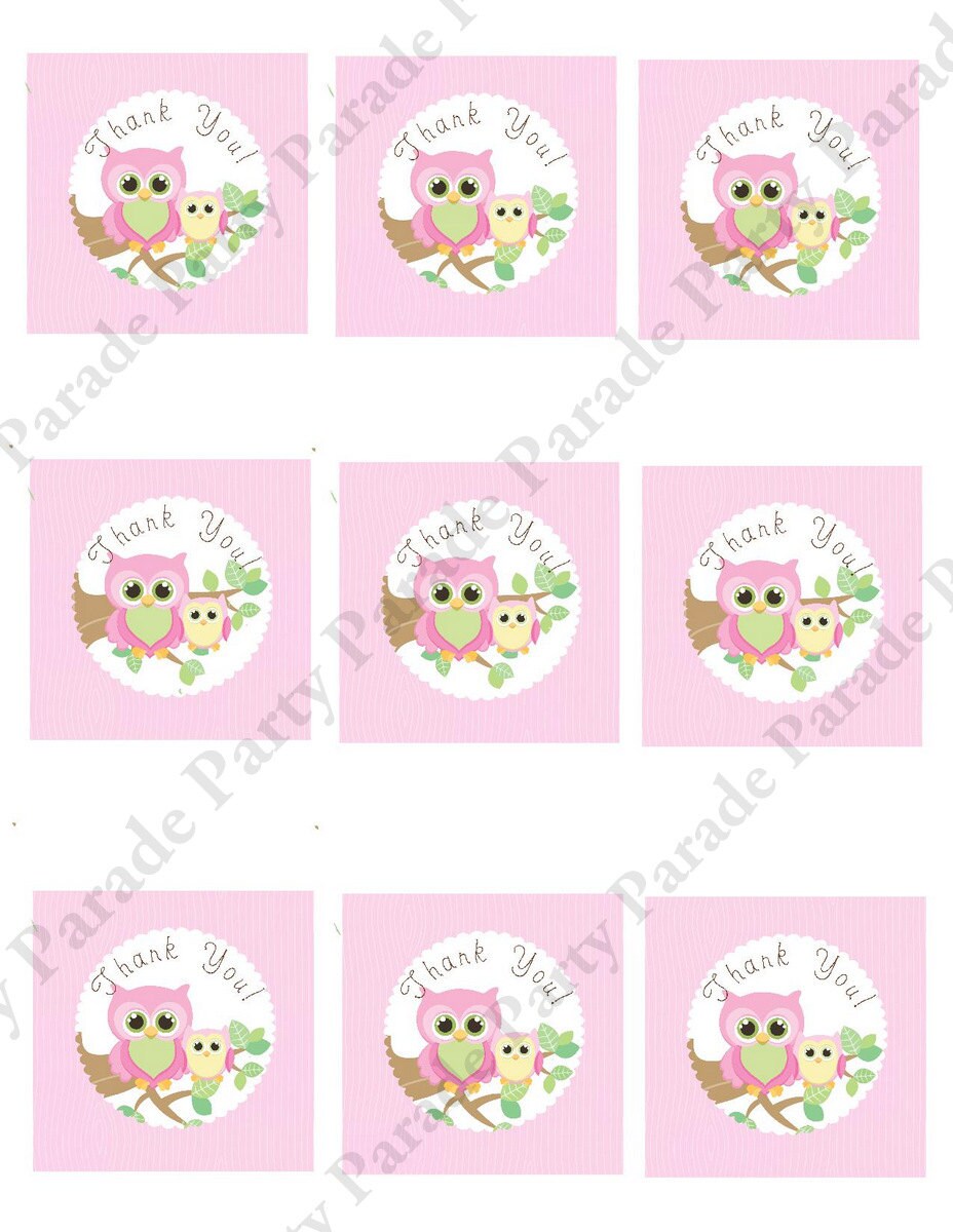 DIY Girl Owl Baby Shower Gift Tags digital file printable | Etsy