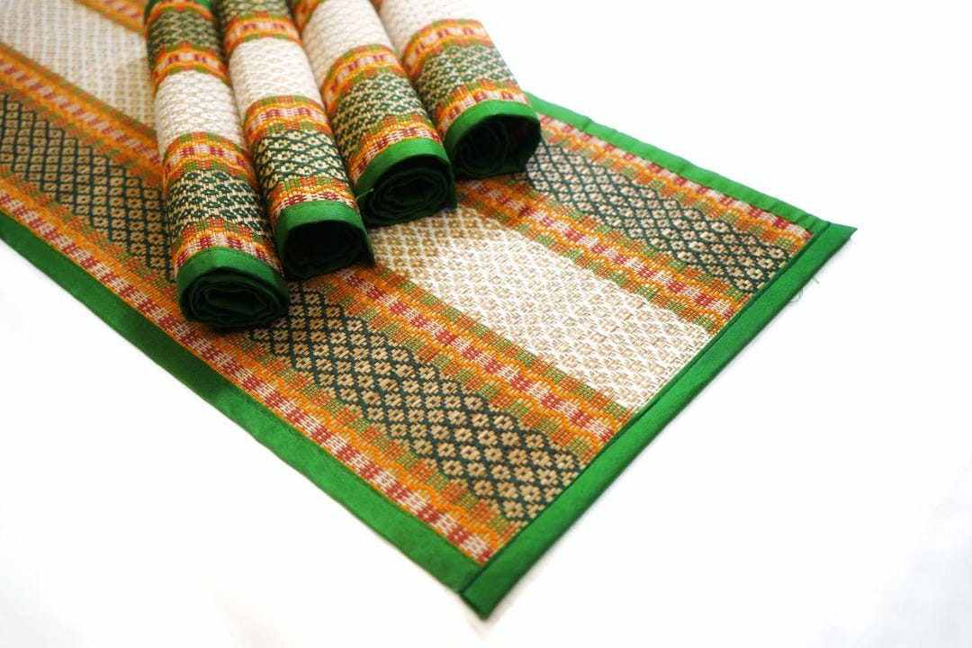 Handmade Madur River Grass Placemats With Runner, Boho Table Decor - Etsy