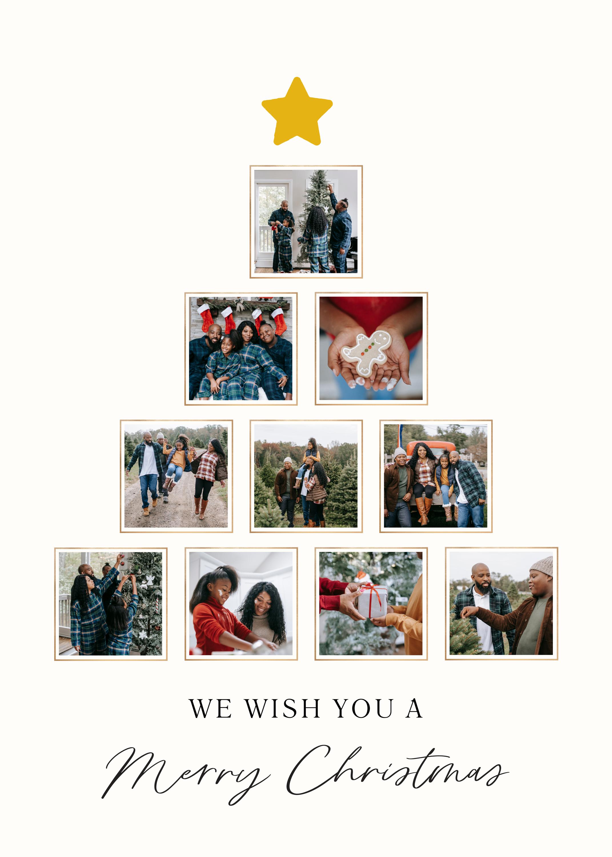 Christmas Tree Photo Collage Card | Editable Canva Template - Etsy