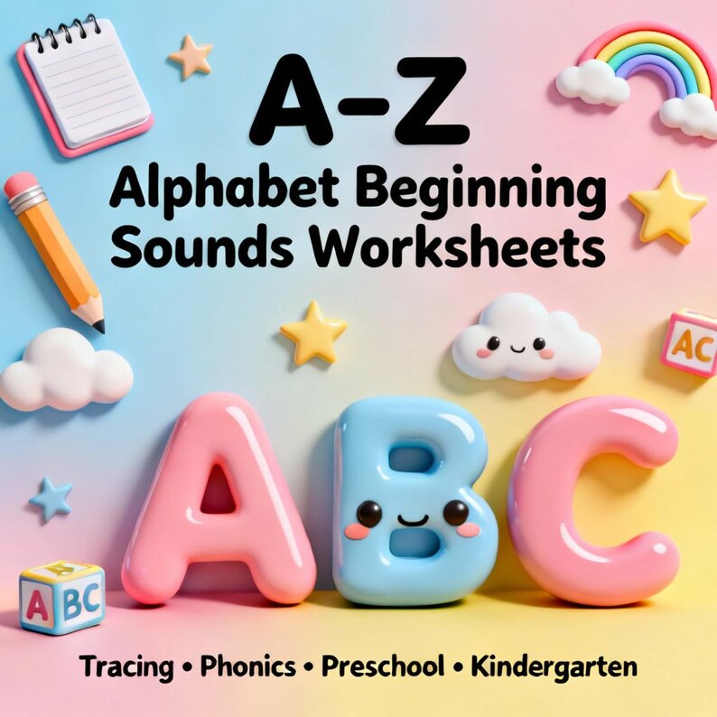 K-1 Phonics Worksheets | Beginning Sounds Activity Pack | Kindergarten ...
