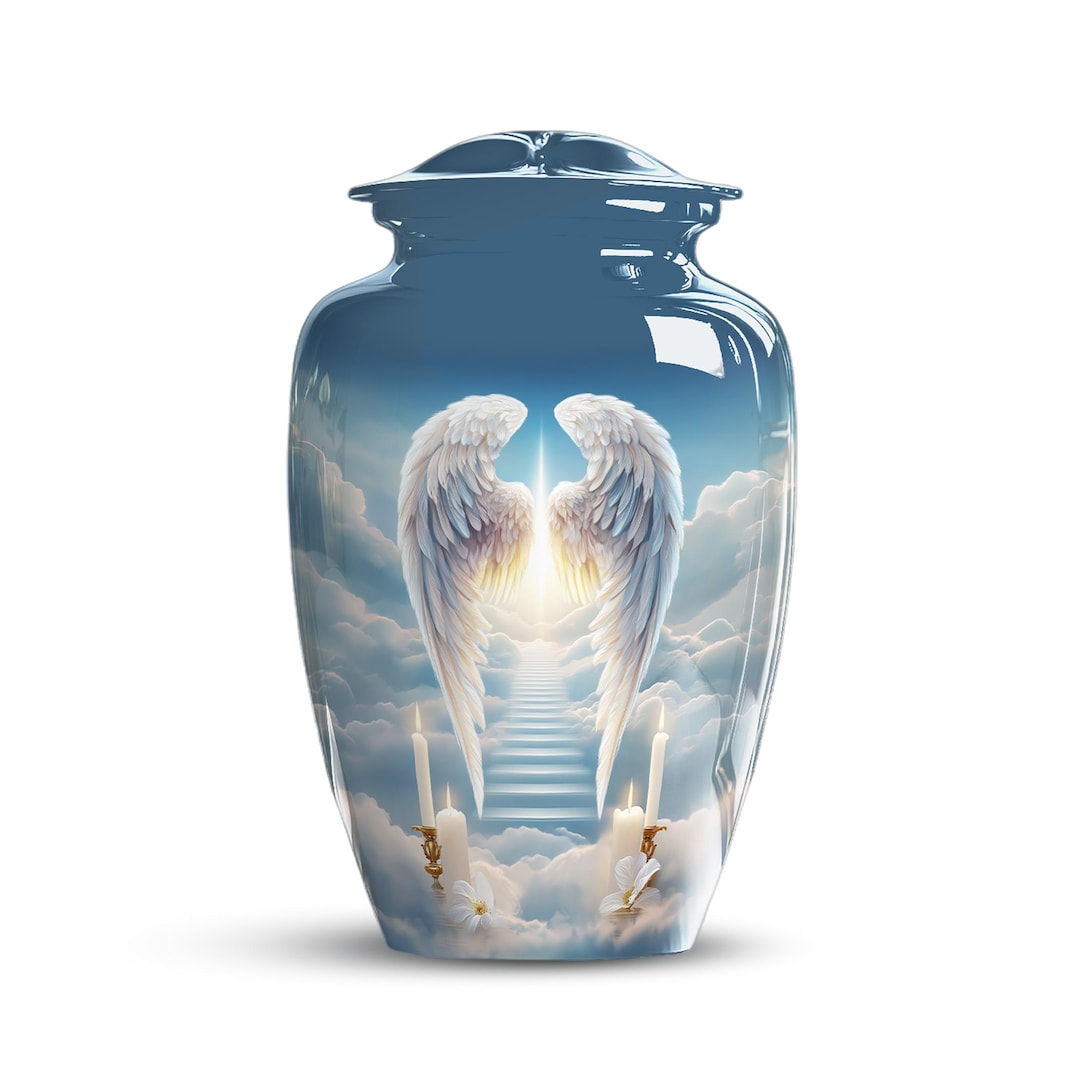 Angel Wings Cremation Urn, Stairway to Heaven Aluminium Ashes Urn ...