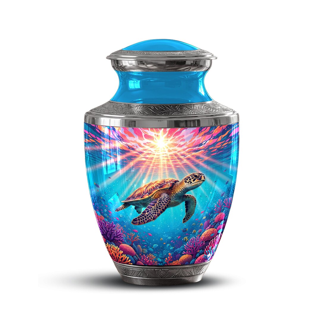 Personalised Sea Turtle Cremation Urn for Ashes – Ocean Memorial Urn ...