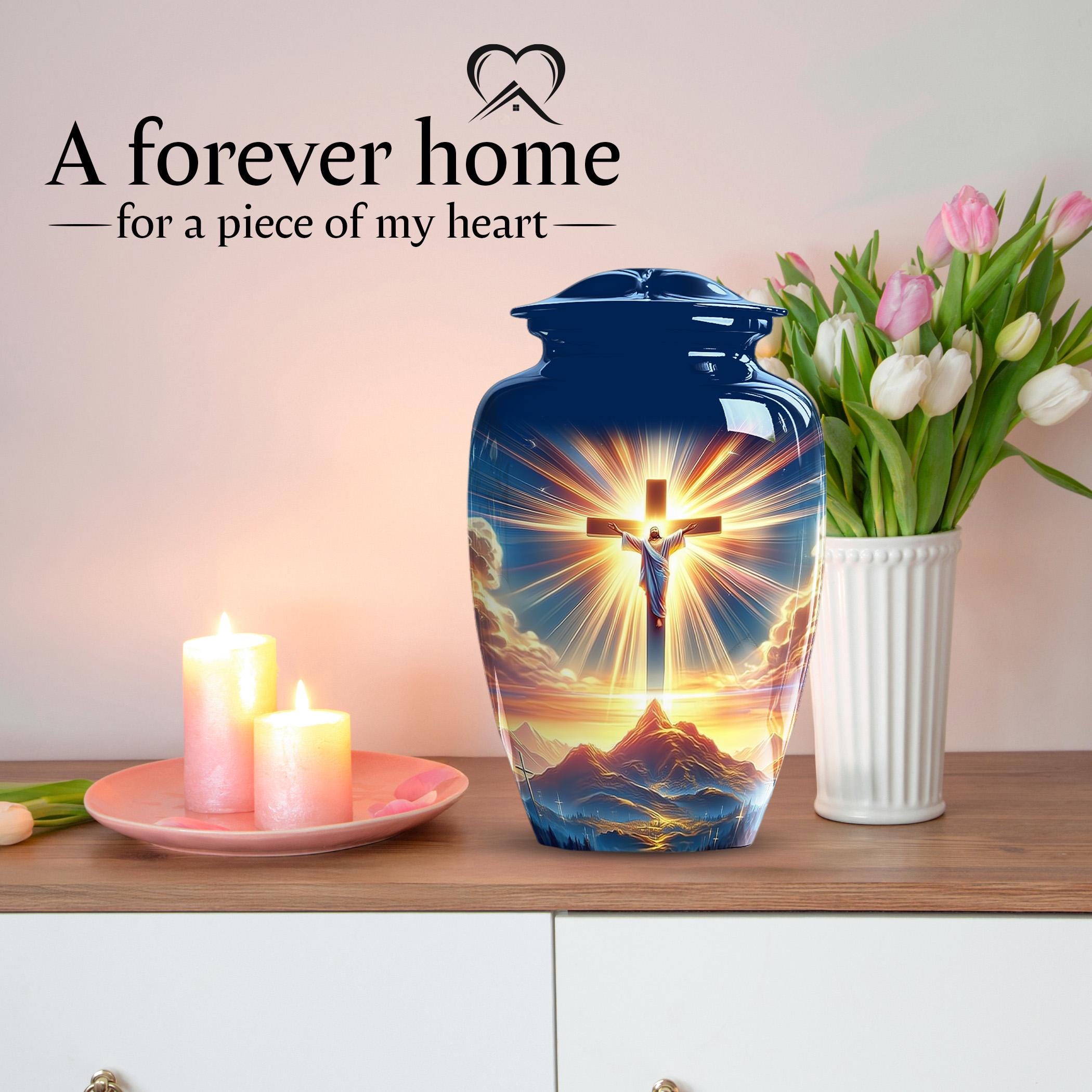 Heavenly Cross Urn for Adult Ashes – Elegant Religious Cremation Urn ...