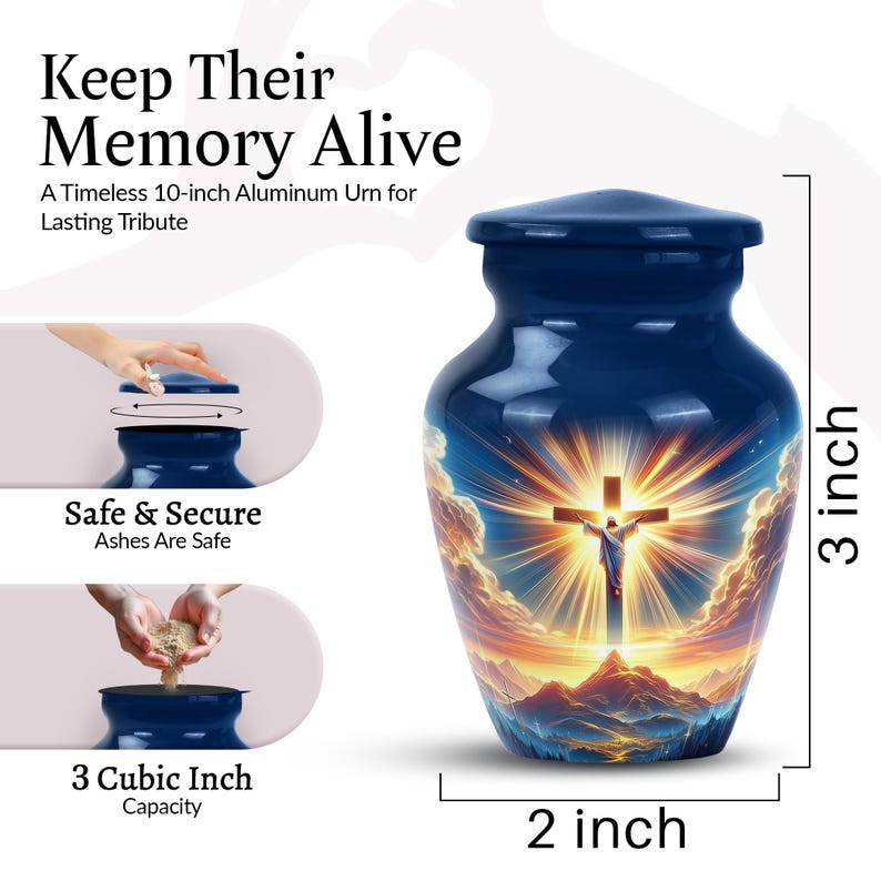 Heavenly Cross Urn for Adult Ashes – Elegant Religious Cremation Urn ...
