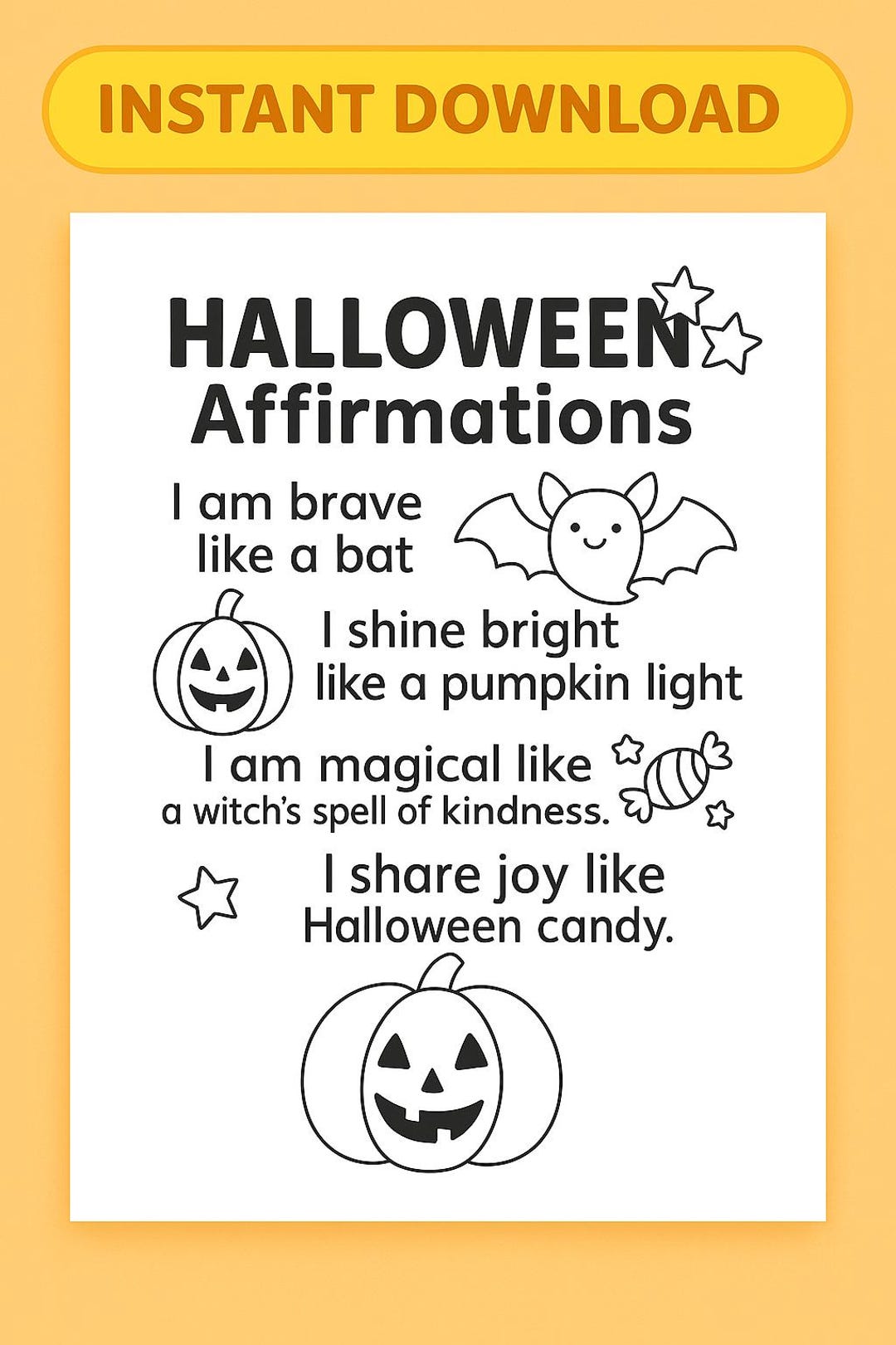 Halloween Affirmations Coloring Page for Kids Positive & Fun Printable ...