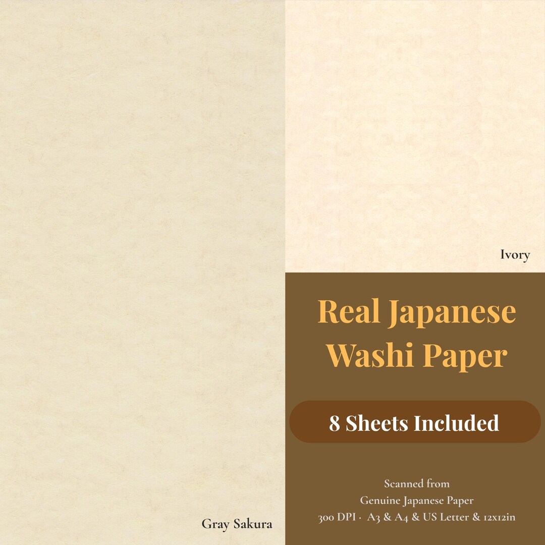 Real Japanese Washi Paper Texture, 8 Sheet Digital Background ...