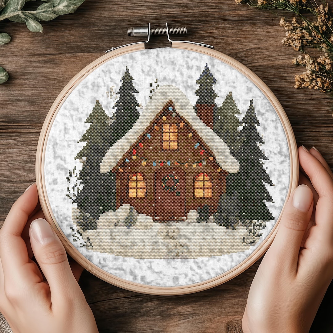Christmas Woodland Cabin Cross Stitch Pattern PDF – 163 X 163 Stitches ...