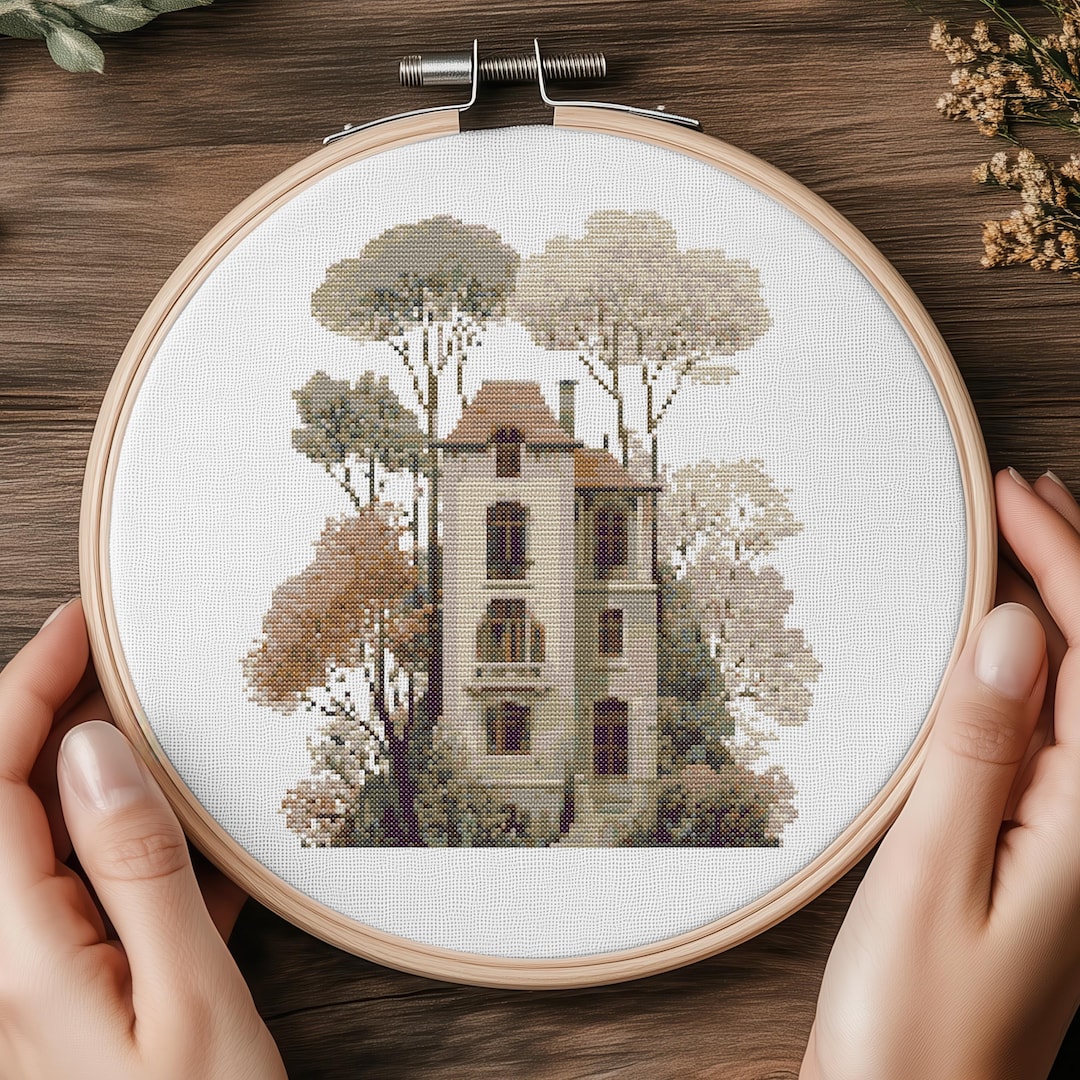 Art Nouveau Villa Cross Stitch Pattern – Urbex Architecture Embroidery ...