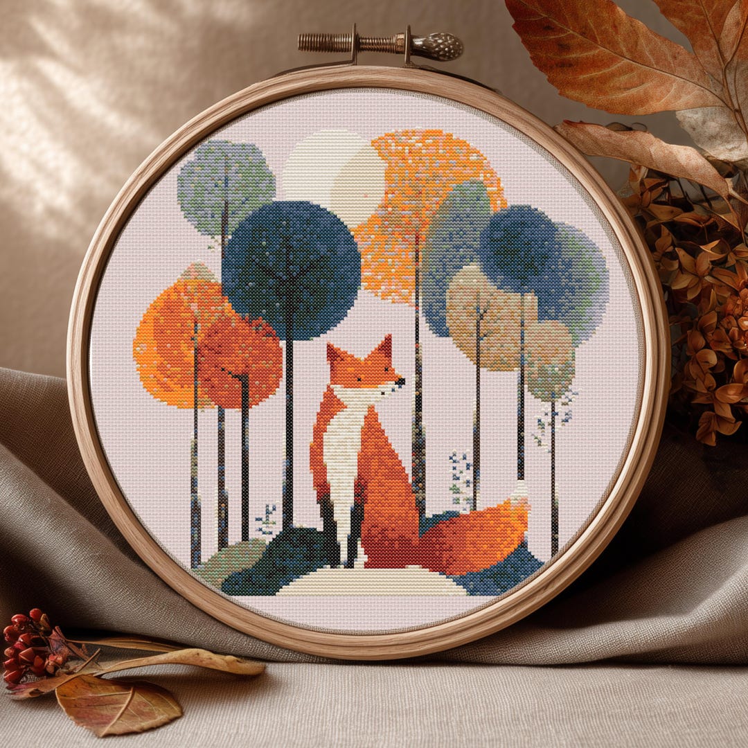 Fox in the Autumn Forest Cross Stitch Pattern – PDF – 164 X 164 ...