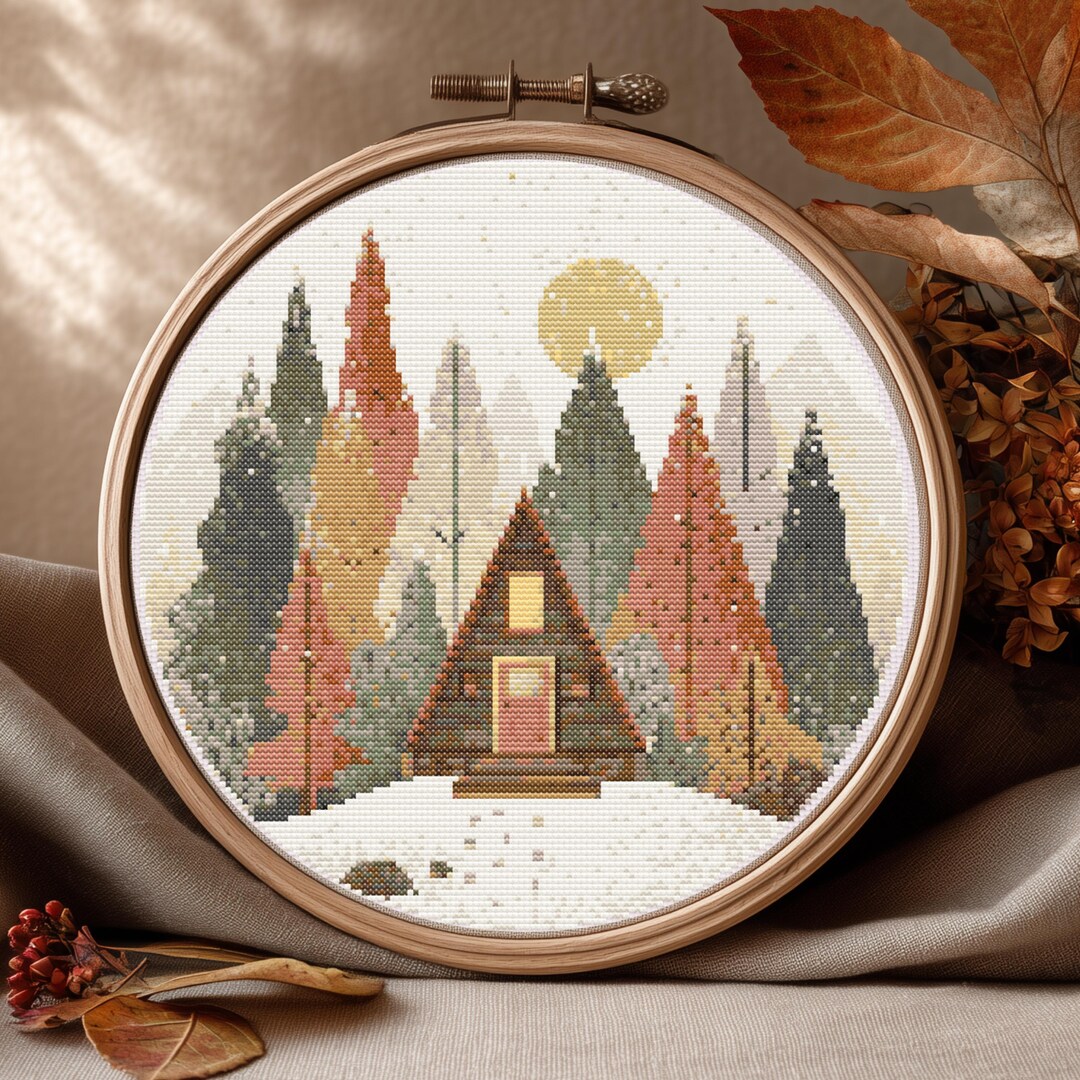 Woodland Cabin Cross Stitch Pattern PDF – 163 X 163 Stitches - Etsy Canada