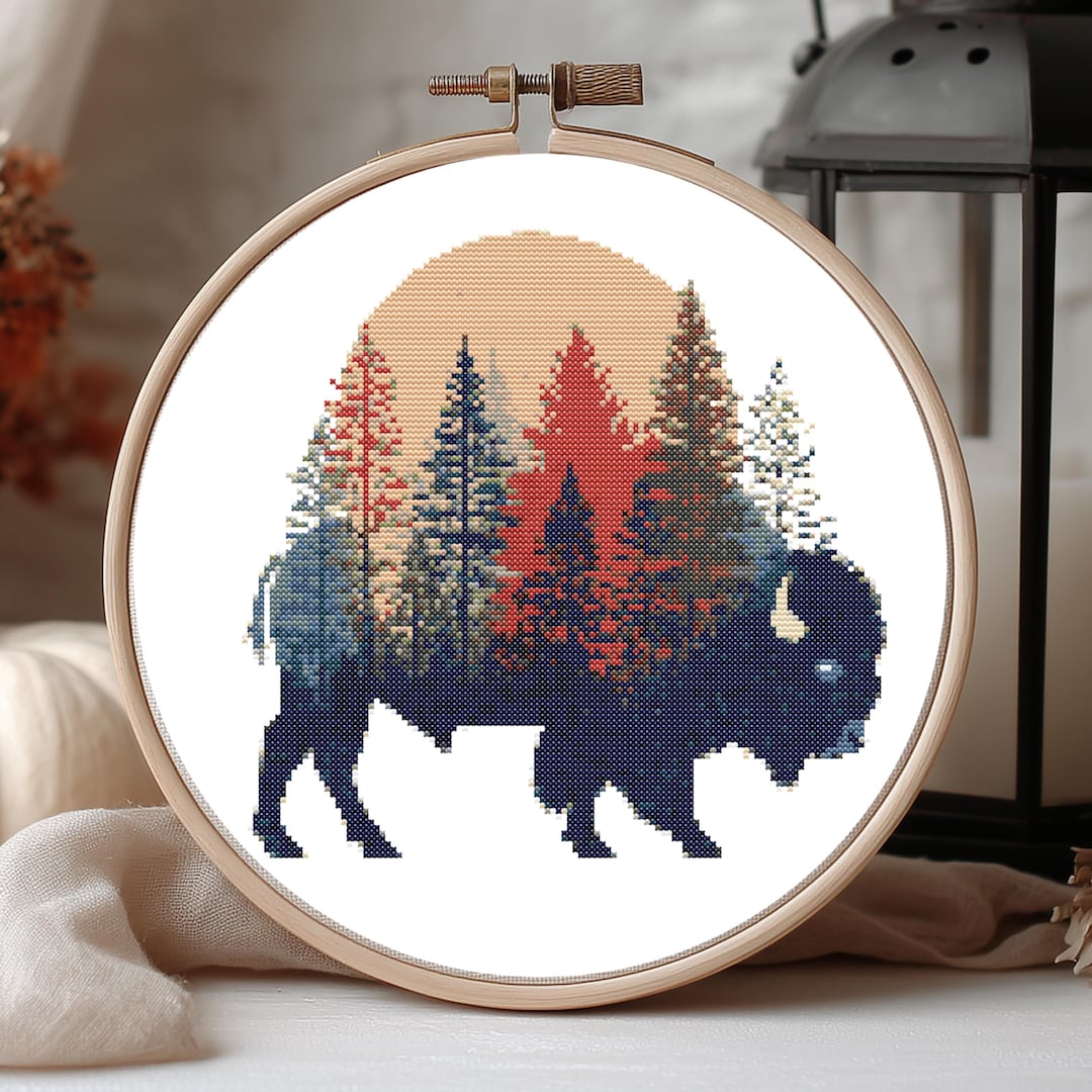 Bison Cross Stitch Pattern PDF – Woodland Animal Embroidery Design ...
