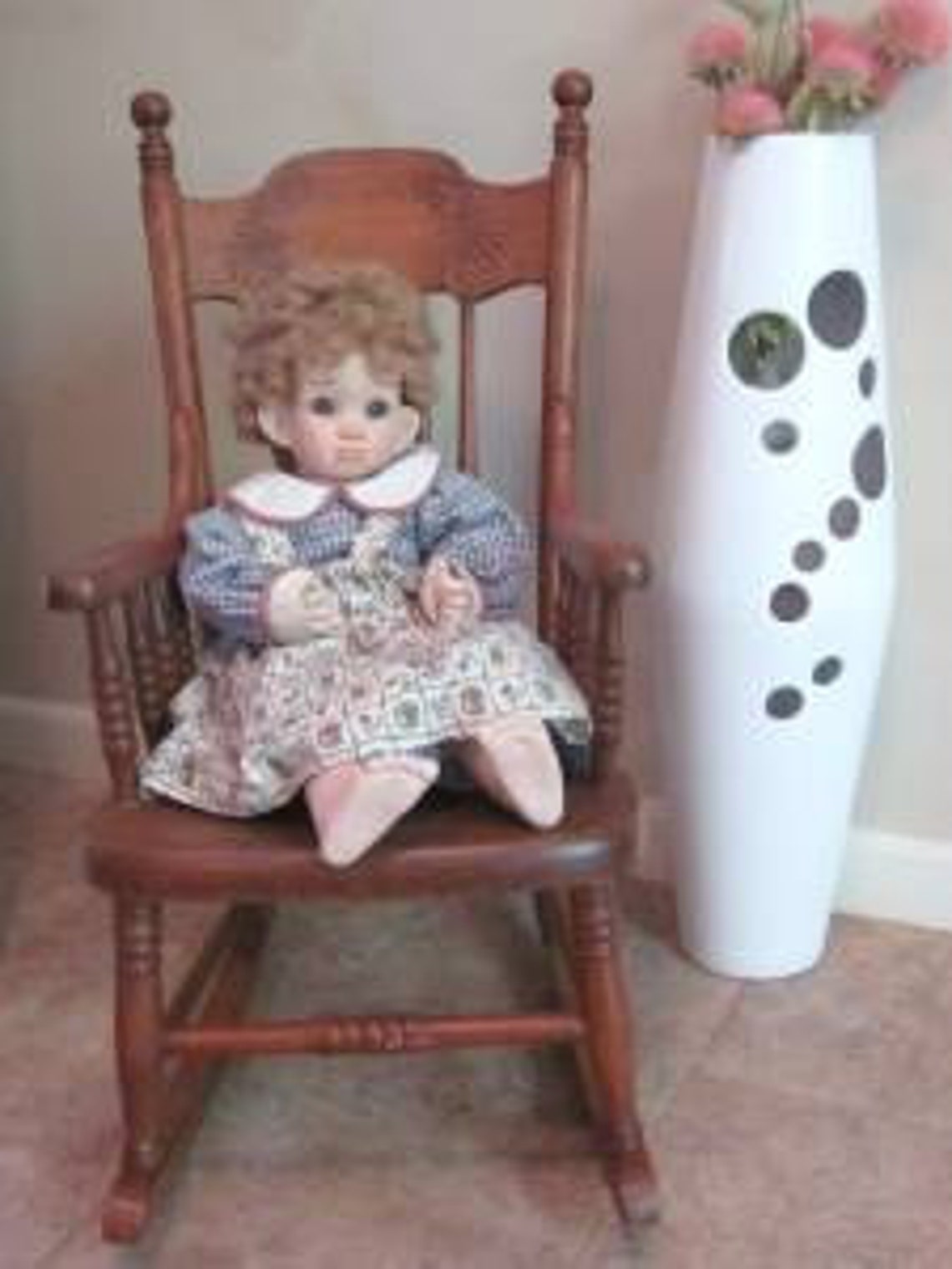 Antique wooden oak Child's Rocker Rocking chair Baby | Etsy