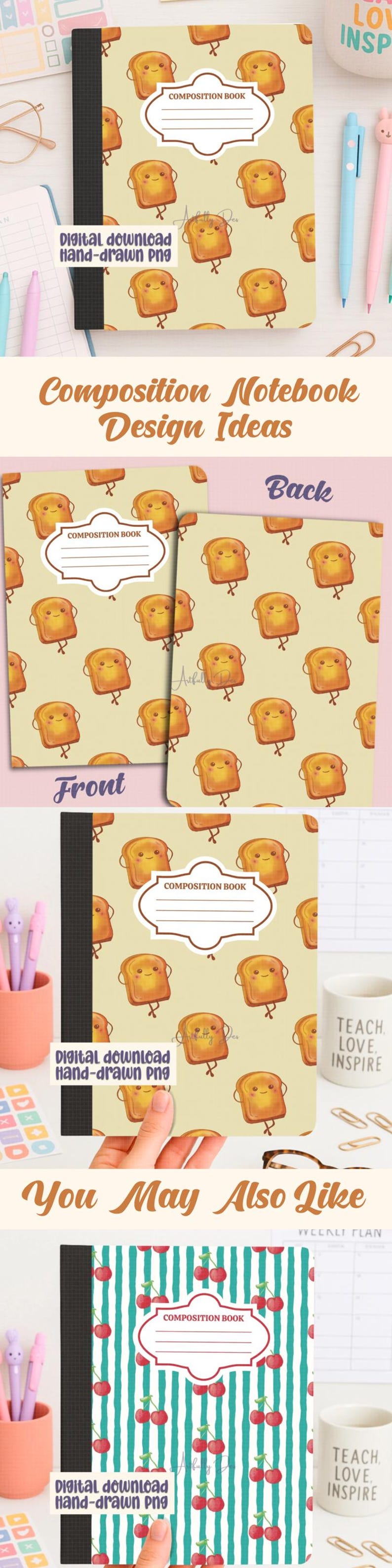 Composition Notebook Cover Printable Kawaii Toast Notebook Cover ...