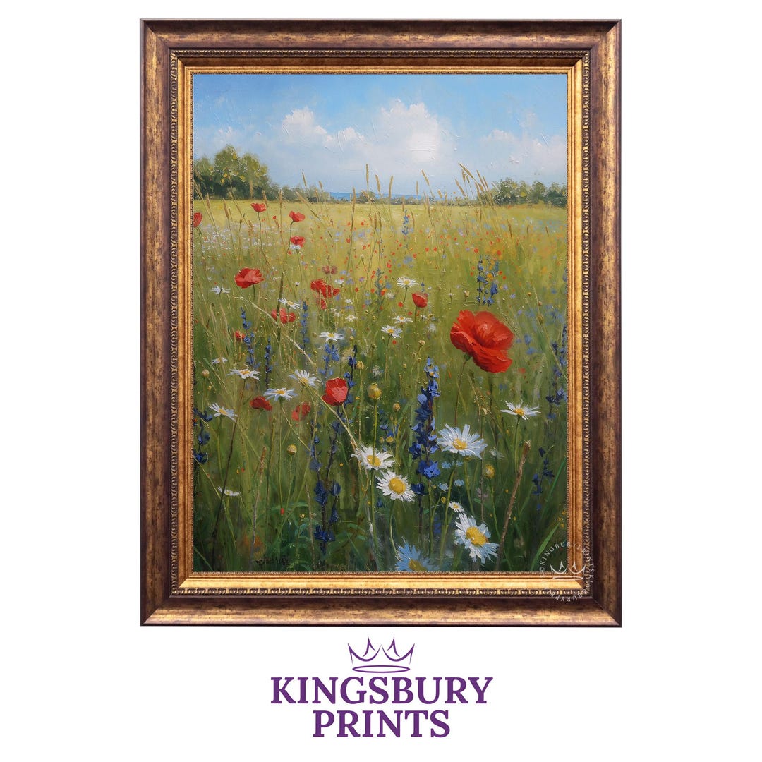 Summer Wildflower Field Printable - Rustic Floral Landscape Art ...