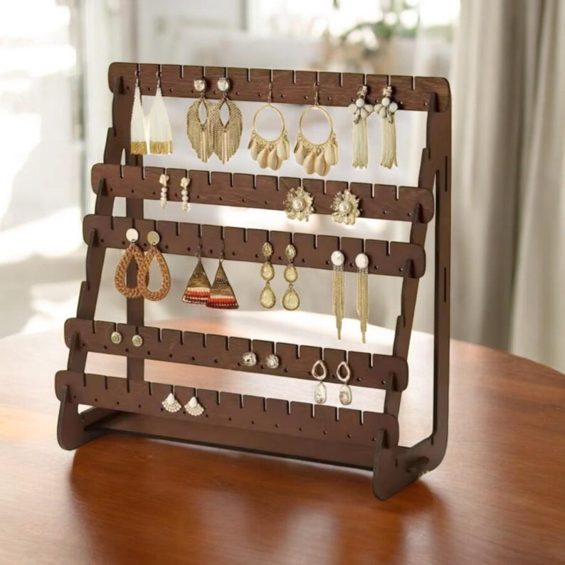 Wooden Earring Display Stand: Jewelry Organizer Rack - Etsy