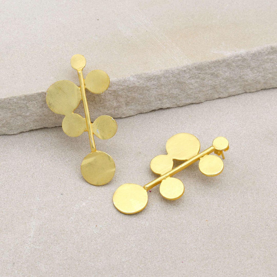 Modern Gold Abstract Dangle Stud Earrings | Minimalist Gold-plated ...